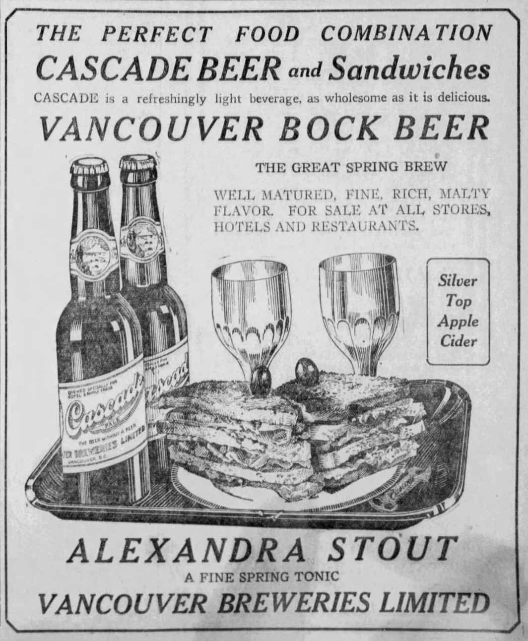 Beer In Ads #4974: Vancouver Bock Beer & Sandwiches