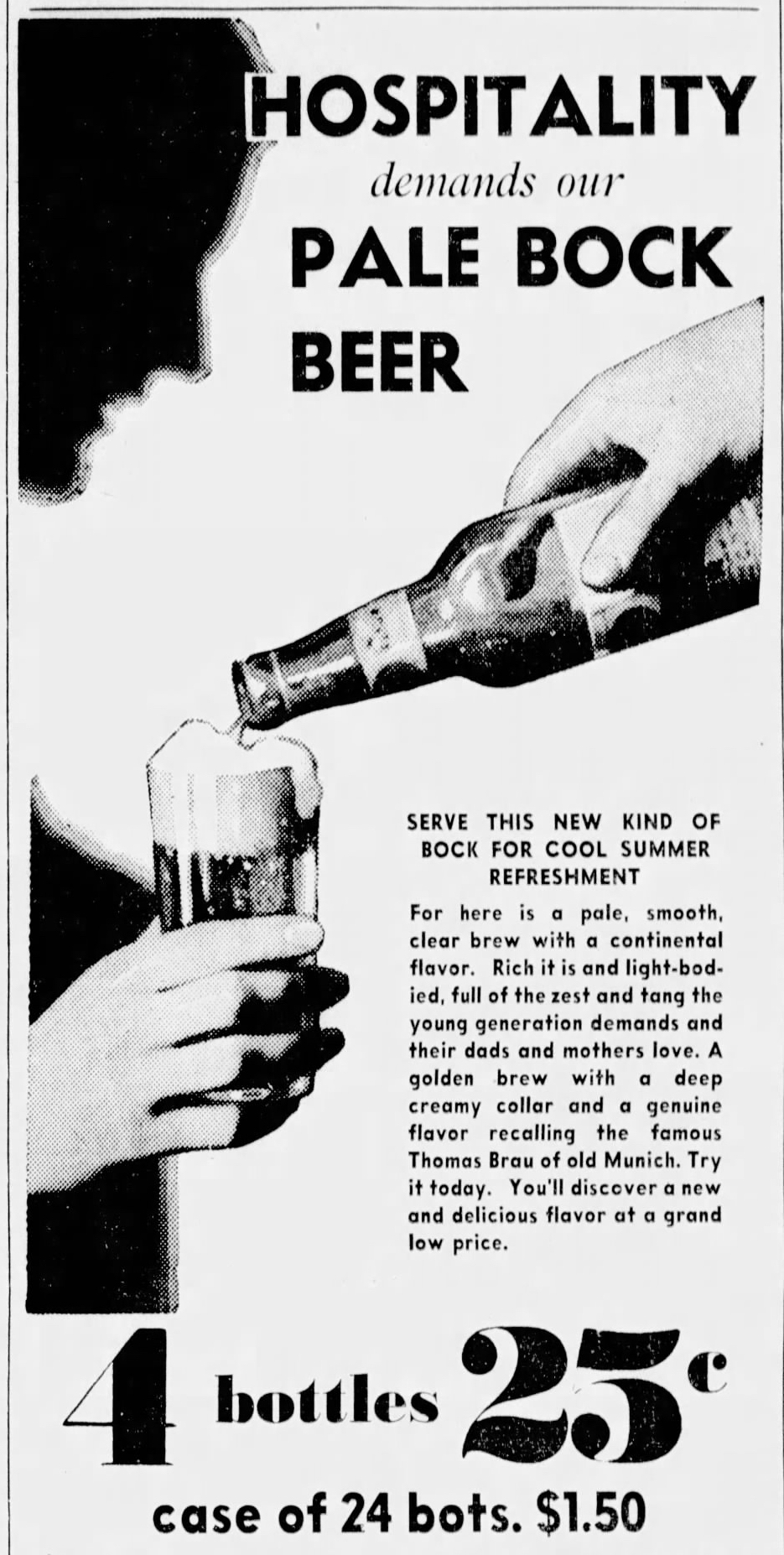 Beer In Ads #5060: Hospitality Demands Our Pale Bock Beer