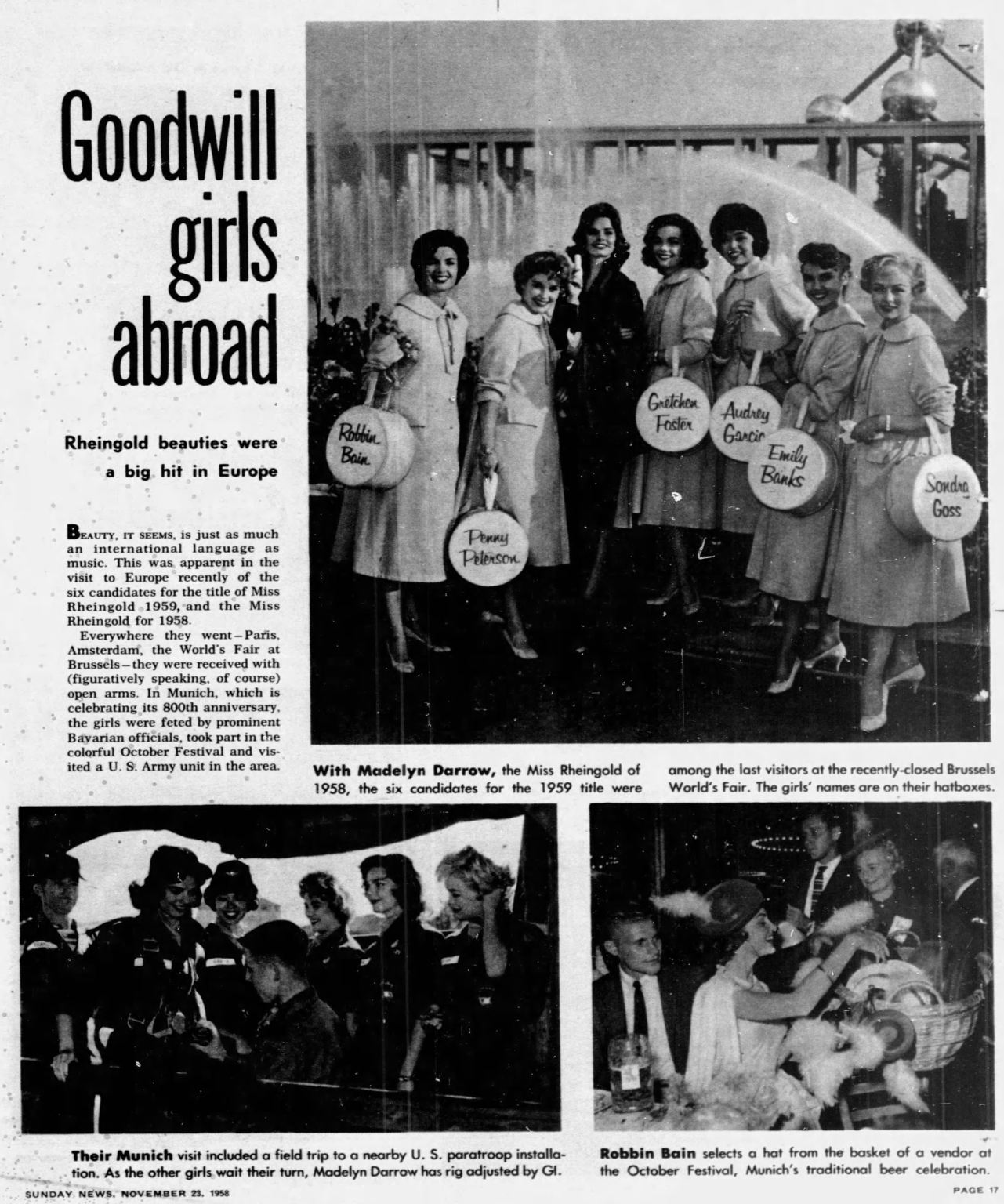 Beer In Ads #4479: Miss Rheingold 1959, Goodwill Girls Abroad