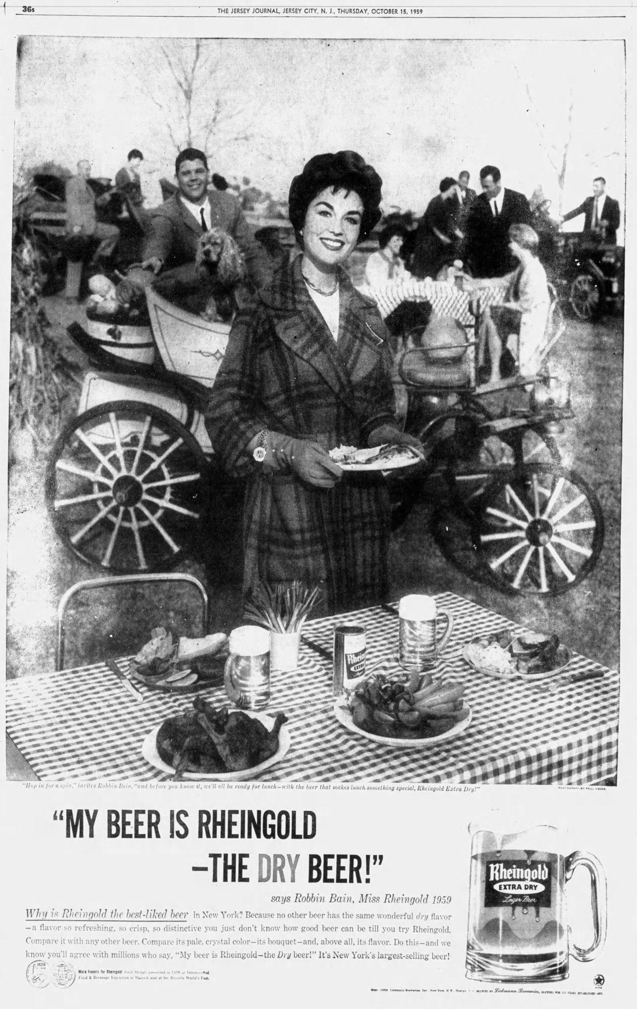 Beer In Ads #4514: Hop In For A Spin With Miss Rheingold 1959
