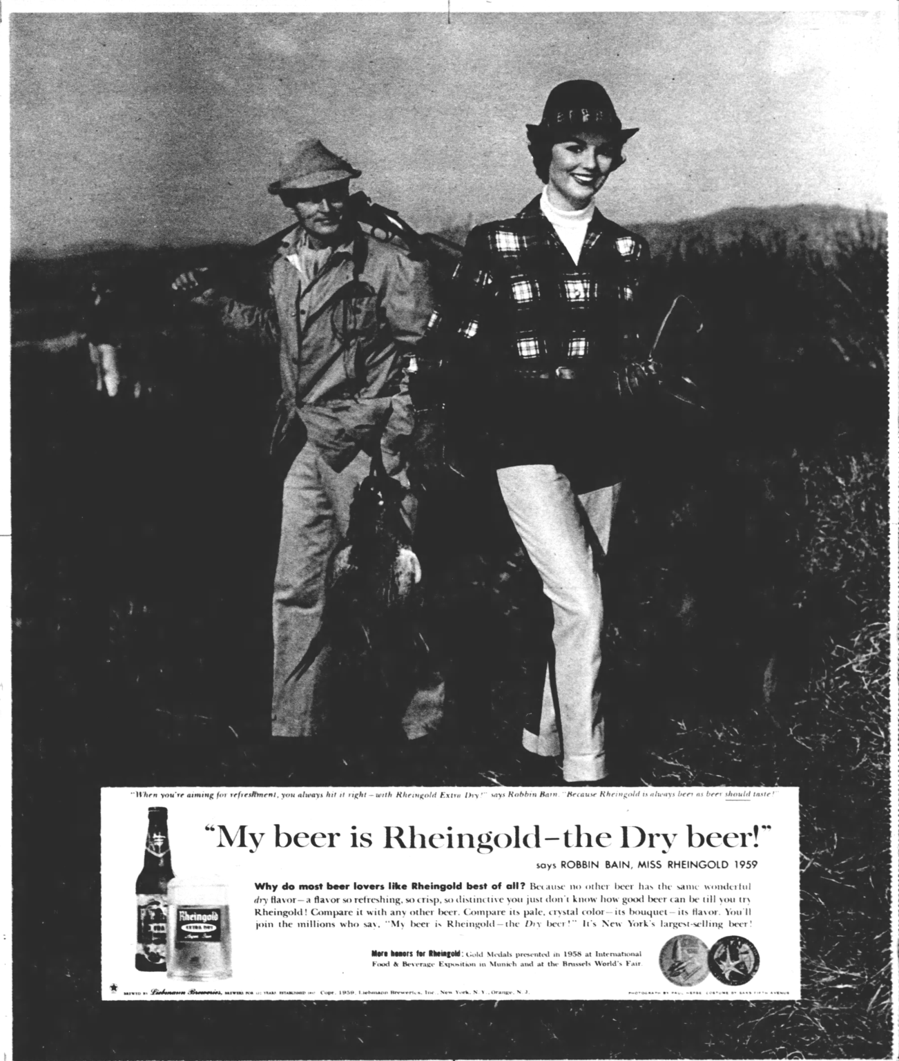 Beer In Ads #4517: Miss Rheingold 1959 Aims For Refreshment