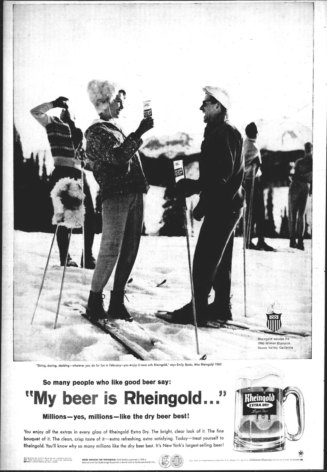 Beer In Ads #4538: Miss Rheingold 1960 On The Slopes