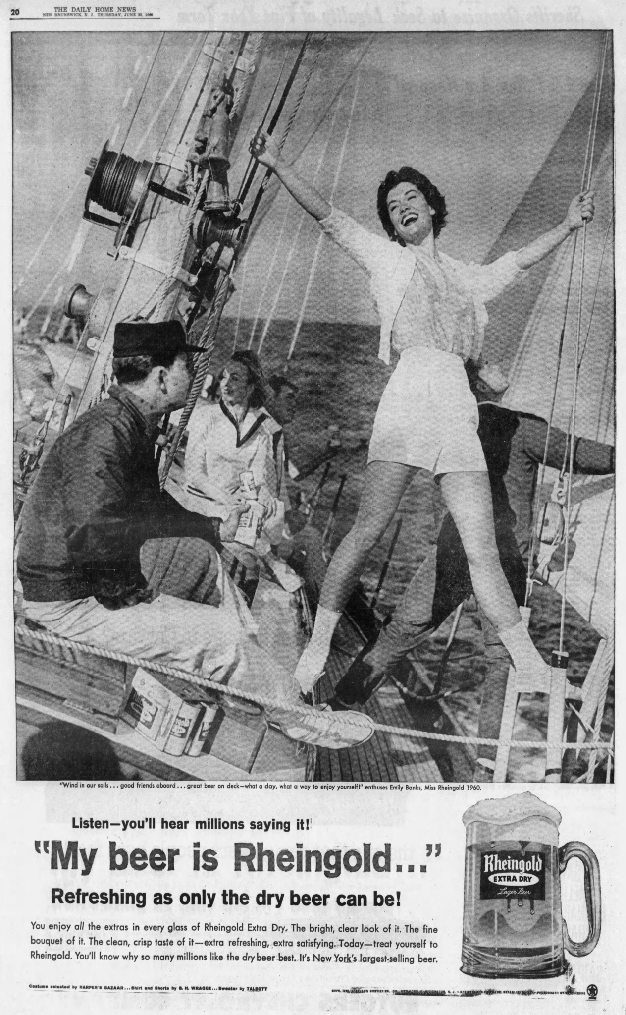 Beer In Ads #4558: Miss Rheingold 1960 Wind In Her Sails