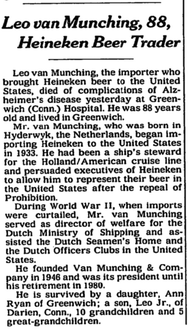Historic Beer Birthday: Leo Van Munching Sr.