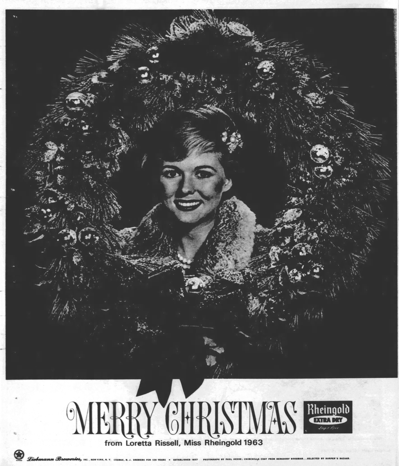Beer In Ads #4716: Merry Christmas From Miss Rheingold 1963