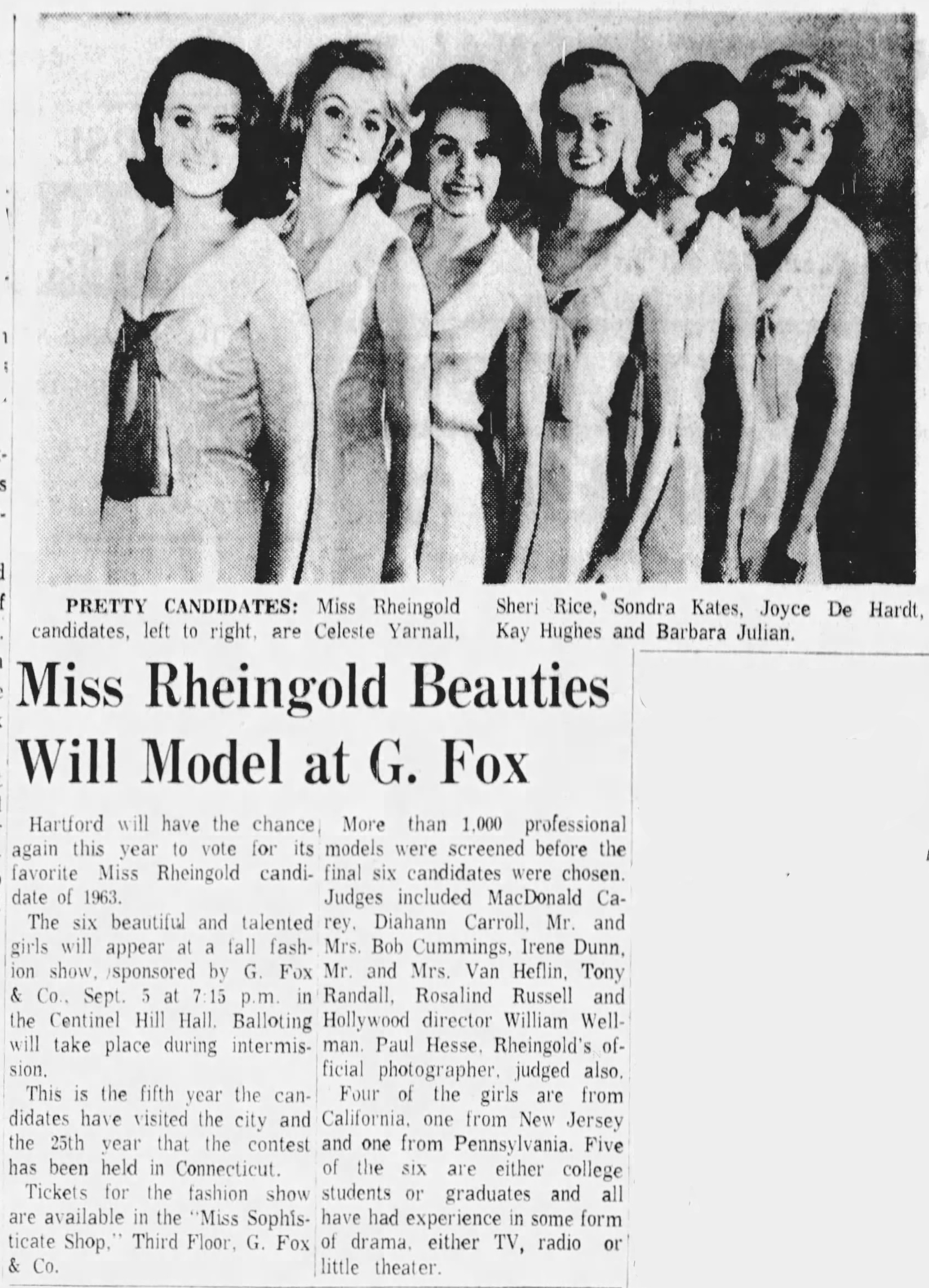 Beer In Ads #4729: Miss Rheingold 1964 Finalists Model in Connecticut