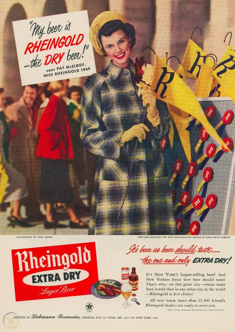 Beer In Ads #4139: Miss Rheingold 1949 At The Football Game