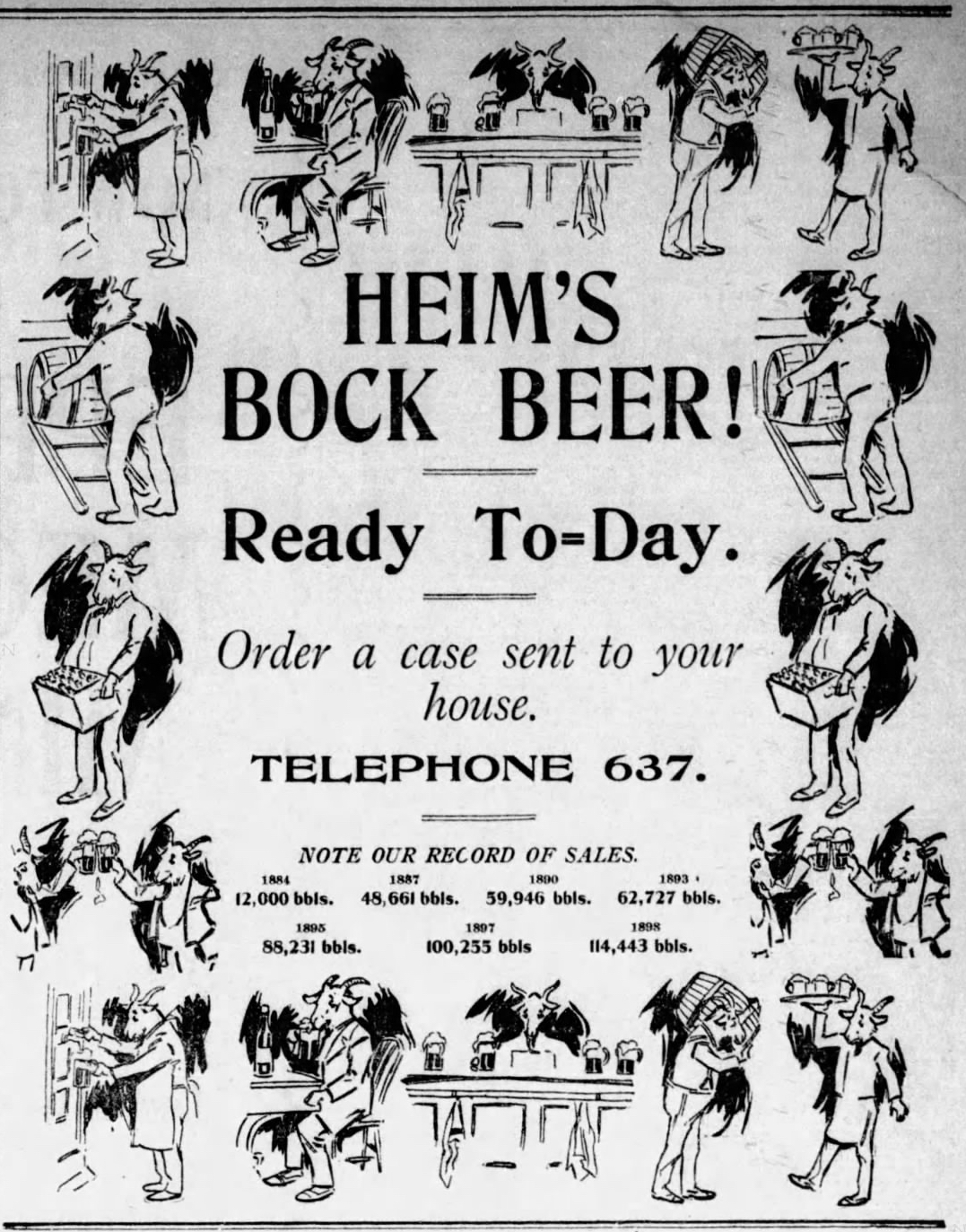 Beer In Ads #5198: Heim’s Bock Beer! Ready To-Day