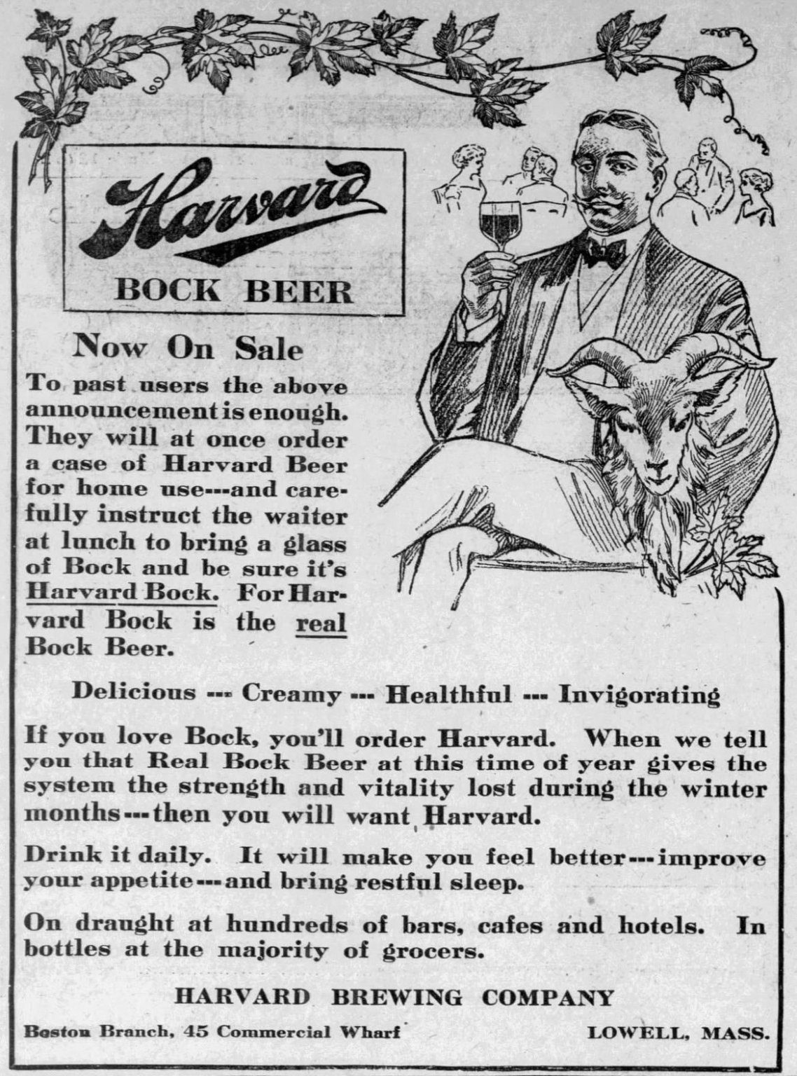 Beer In Ads #5224: Harvard Bock Beer