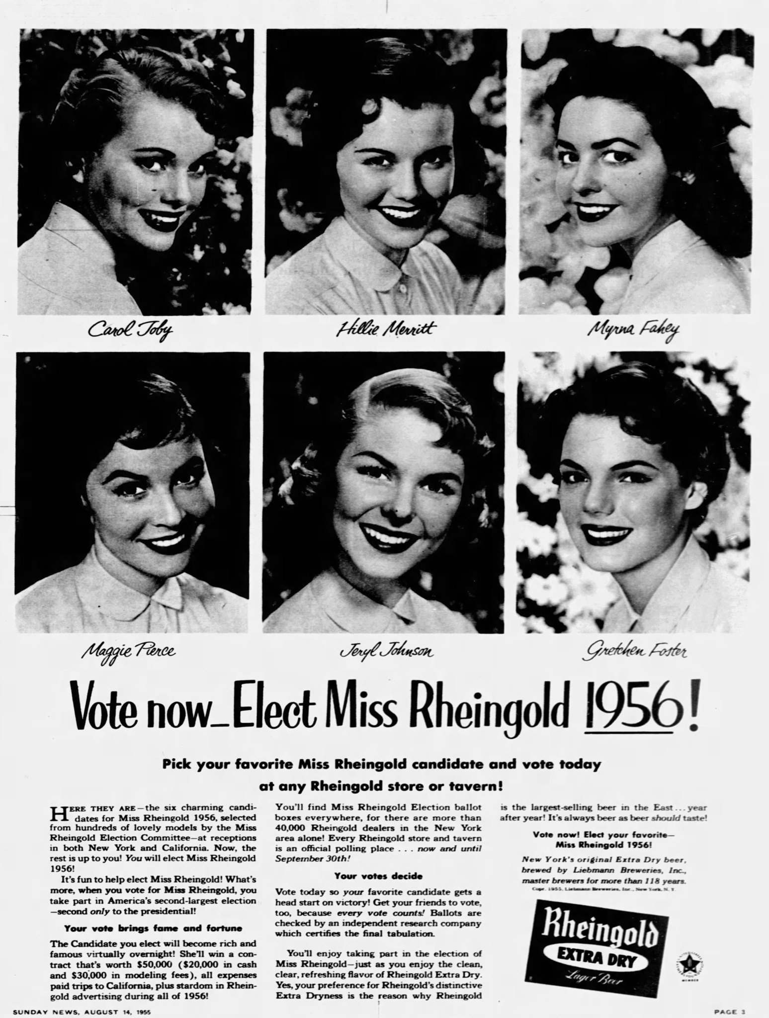 Beer In Ads #4352: Vote Now_Elect Miss Rheingold 1956