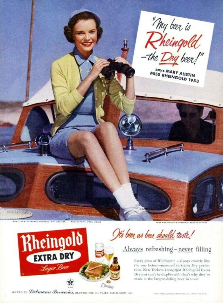 Beer In Ads #4247: Miss Rheingold 1953 Sightseeing On The Boat
