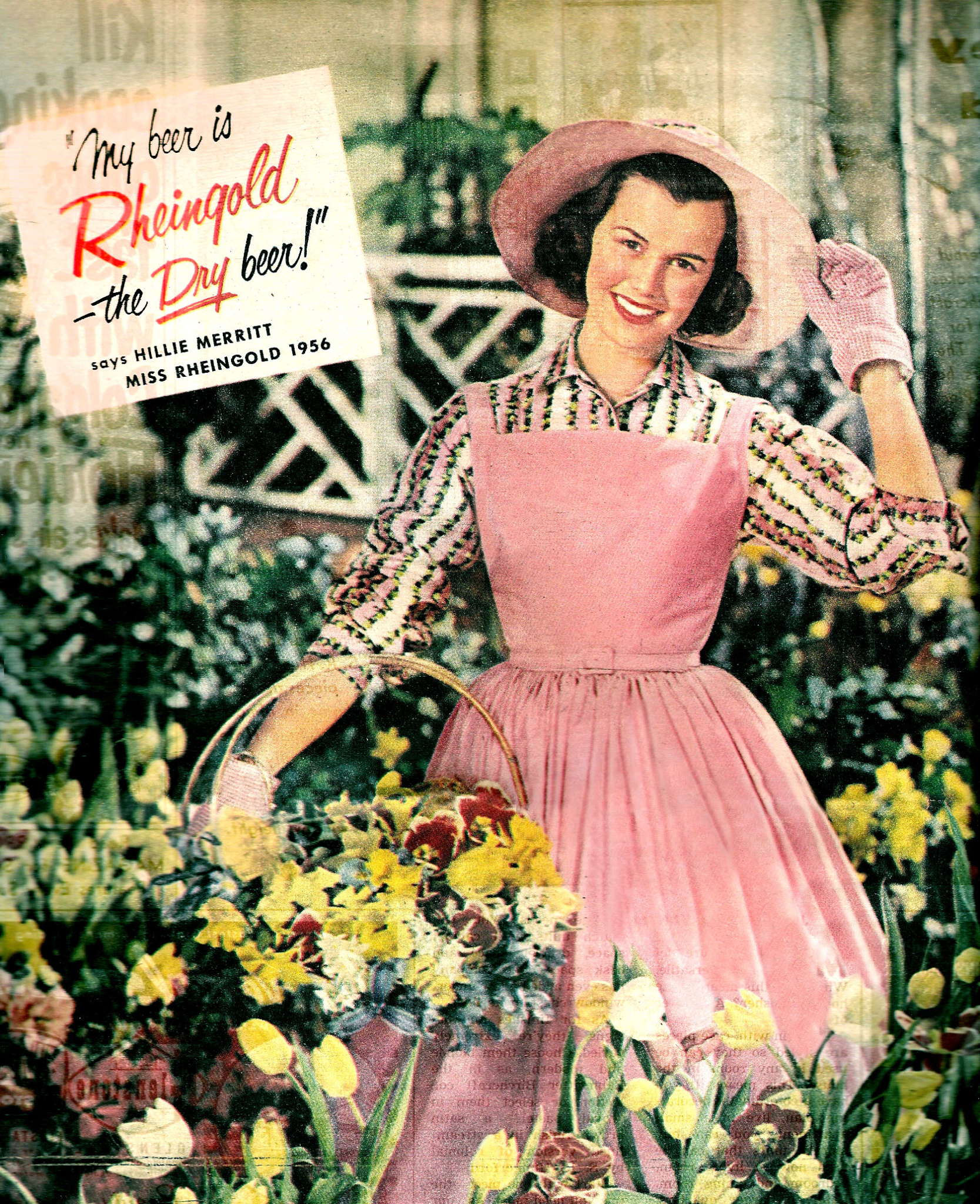 Beer In Ads #4366: Miss Rheingold 1956 Brings May Flowers