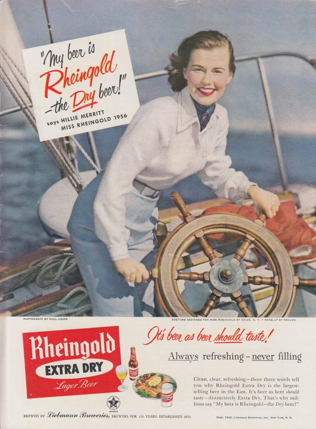 Beer In Ads #4372: Miss Rheingold 1956 Goes Sailing