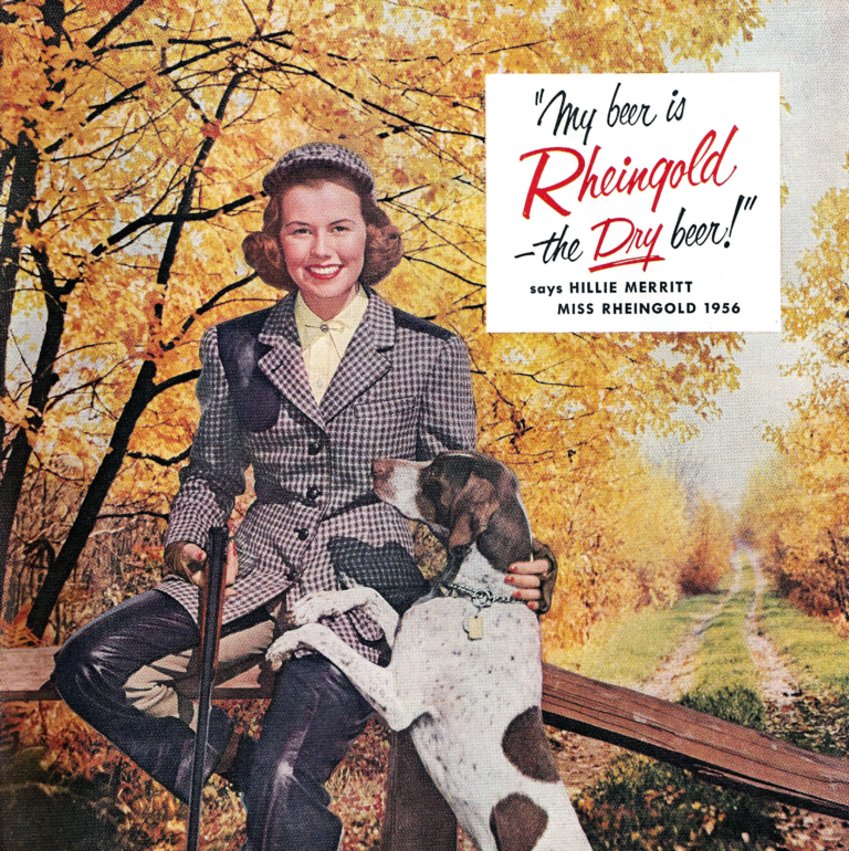 Beer In Ads #4380: Miss Rheingold 1956 Goes Hunting