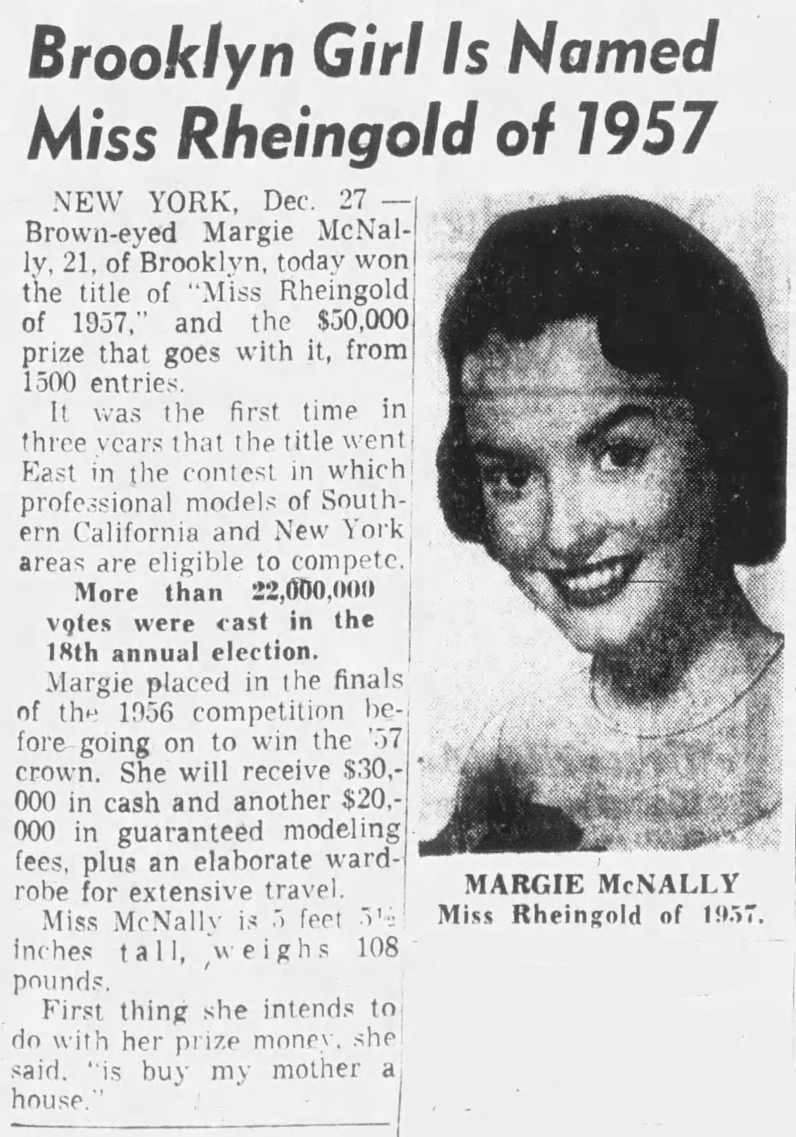 Beer In Ads #4394: Brooklyn Girl Is Named Miss Rheingold 1957